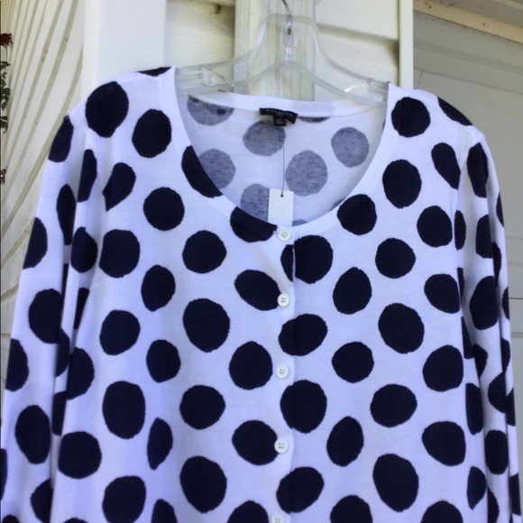 Talbots | Sweaters | Nwt Talbots White Fun Navy Dots Charming Cardigan ...
